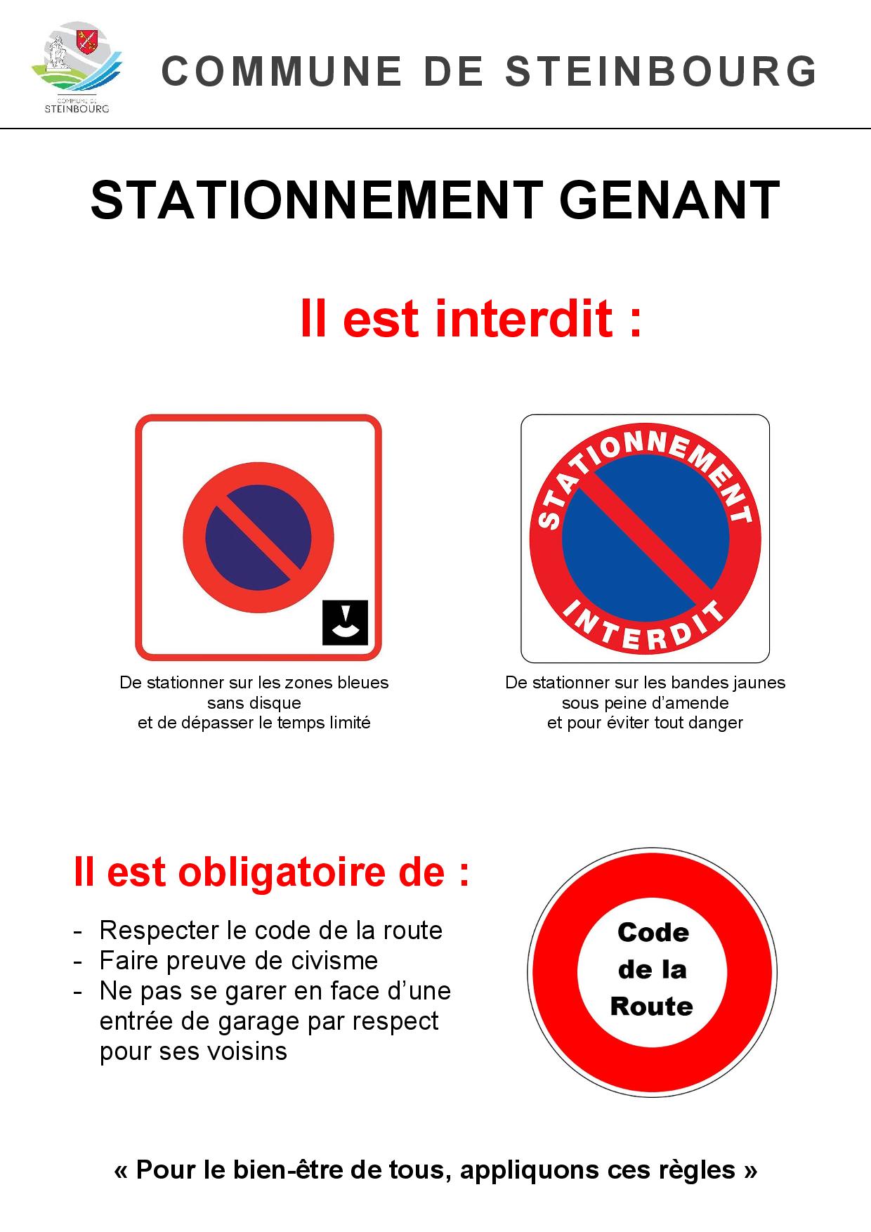 Stationnement gênant – commune de steinbourg